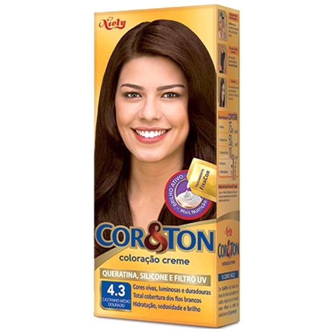 TINTURA COR & TON - COR 4.3 CASTANHO MÉDIO DOURADO