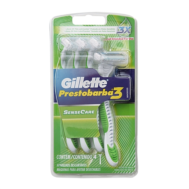 APARELHO DE BARBEAR PRESTOBARBA 3 SENSECARE - 4 UNIDADES