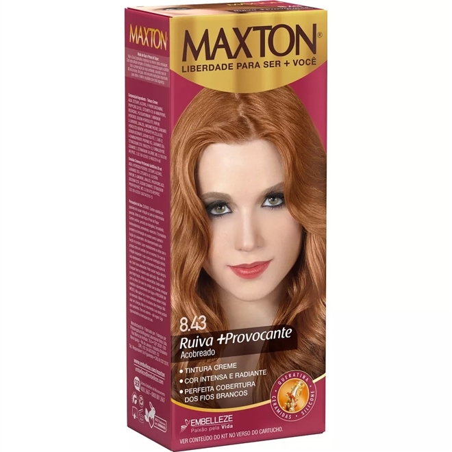 TINTURA MAXTON KIT - COR 8.43 RUIVO ACOBREADO