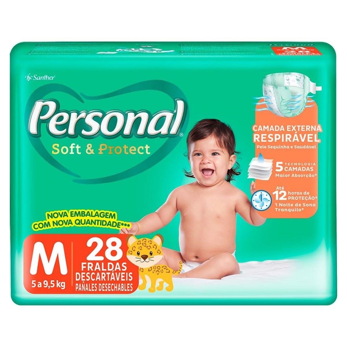 Compre Fralda Personal Baby Tamanho Médio Com 28 Unidades
