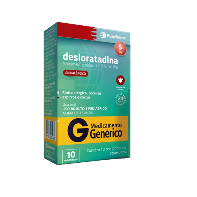 Compre Desloratadina 5mg Eurofarma Genérico Com 10 Comprimidos