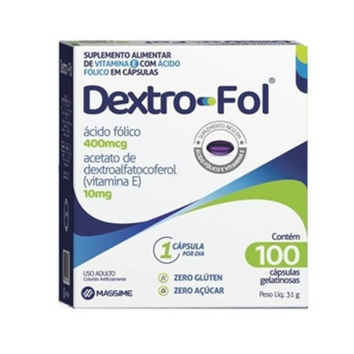 Compre Dextro-fol Com 100 Cápsulas Gelatinosas