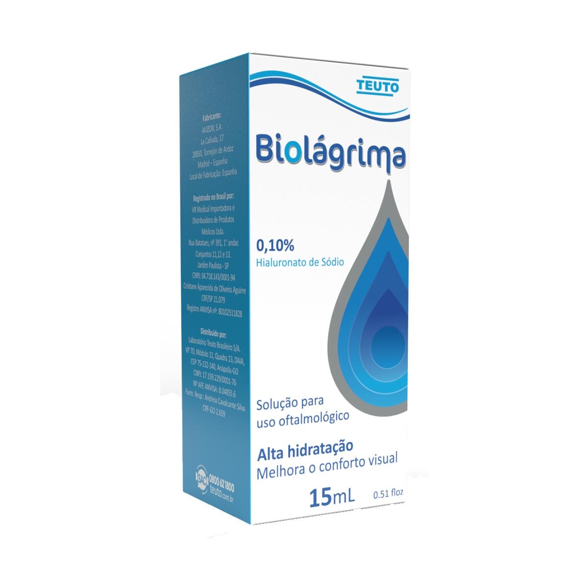 Biolágrima Solução Oftálmica 0,10% 15ml Na Drogaria Primus
