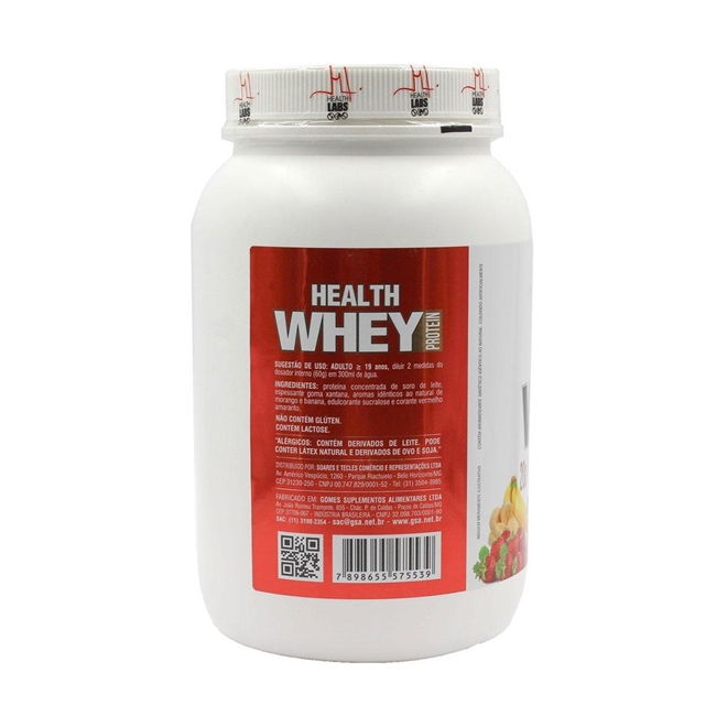 Whey Protein Health Whey Morango e Banana 900g na Drogaria Primus