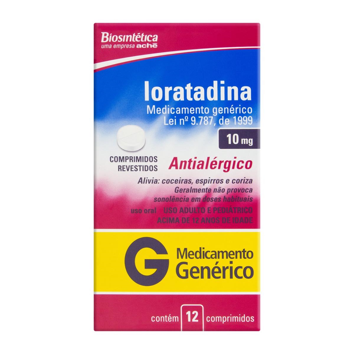 Loratadina 10mg 12 Comprimidos Biosintética Genérico Na Drogaria Primus