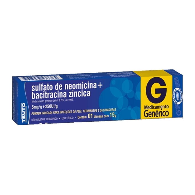 Compre Sulfato de Neomicina + Bacitracina 15g Teuto: Pomada antibiótica ...
