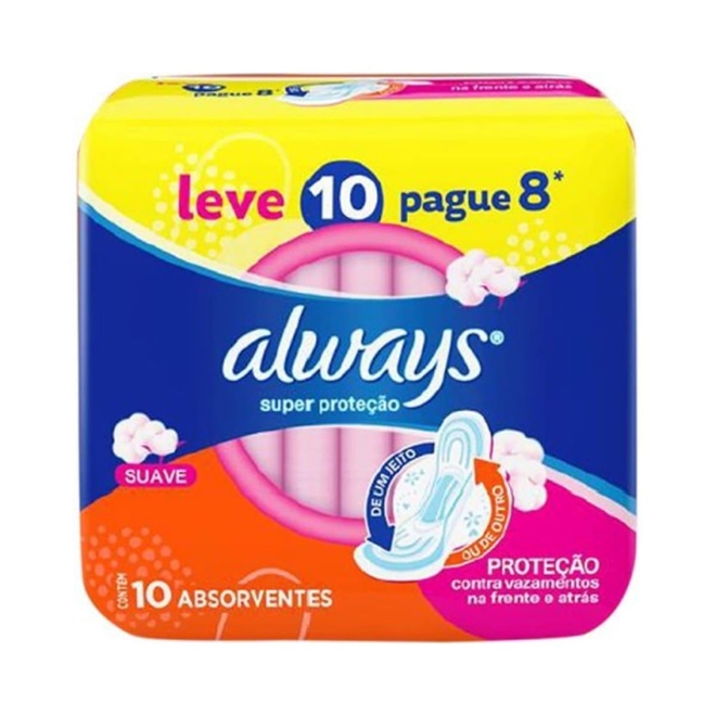 Compre Absorvente Always Basico Super Proteção Suave Com Abas Leve 10 ...