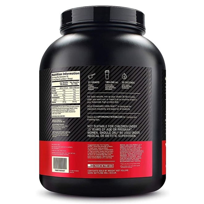 100% Whey Gold Standard Morango 5Lbs Optimum Nutrition Na Drogaria Primus