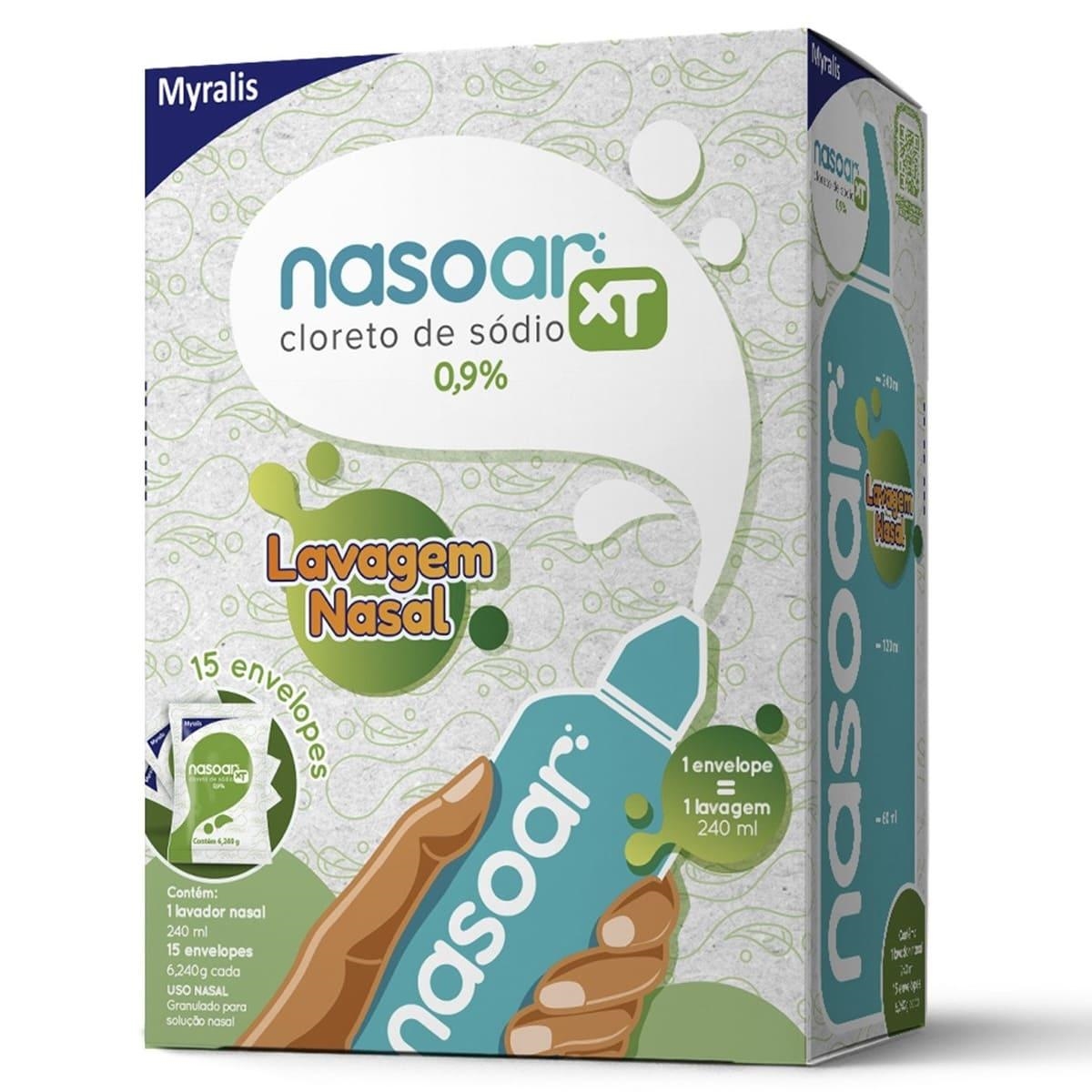 Nasoar Xt 0,9% 15 Envelopes + Lavador Nasal 240ml Na Drogaria Primus