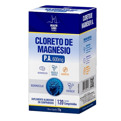 Cloreto De Magnesio P.A. 600mg Health Labs 120 Comprimidos Na Drogaria Primus