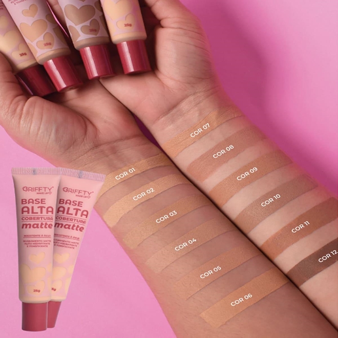 Base Alta Cobertura Matte Cor 12 Griffty Makeup 25g Na Drogaria Primus