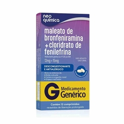 Maleato de Bronfeniramina + Cloridrato de Fenilefrina 12 Comprimidos ...