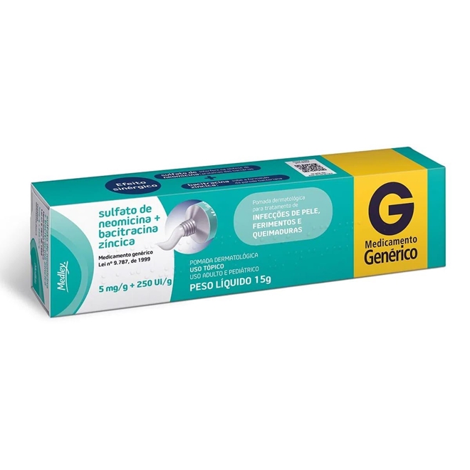Sulfato de Neomicina + Bacitracina Zíncica 15g Medley Genérico Na ...