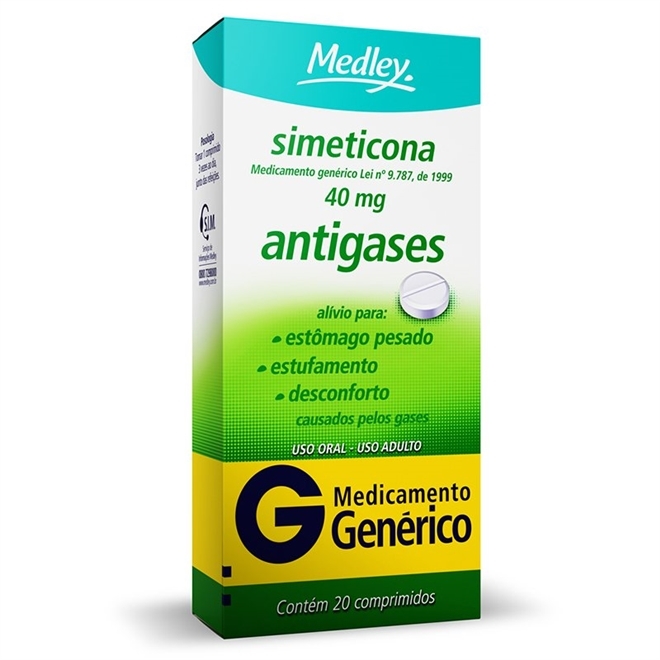 Simeticona 40mg 20 Comprimidos Medley Genérico Na Drogaria Primus